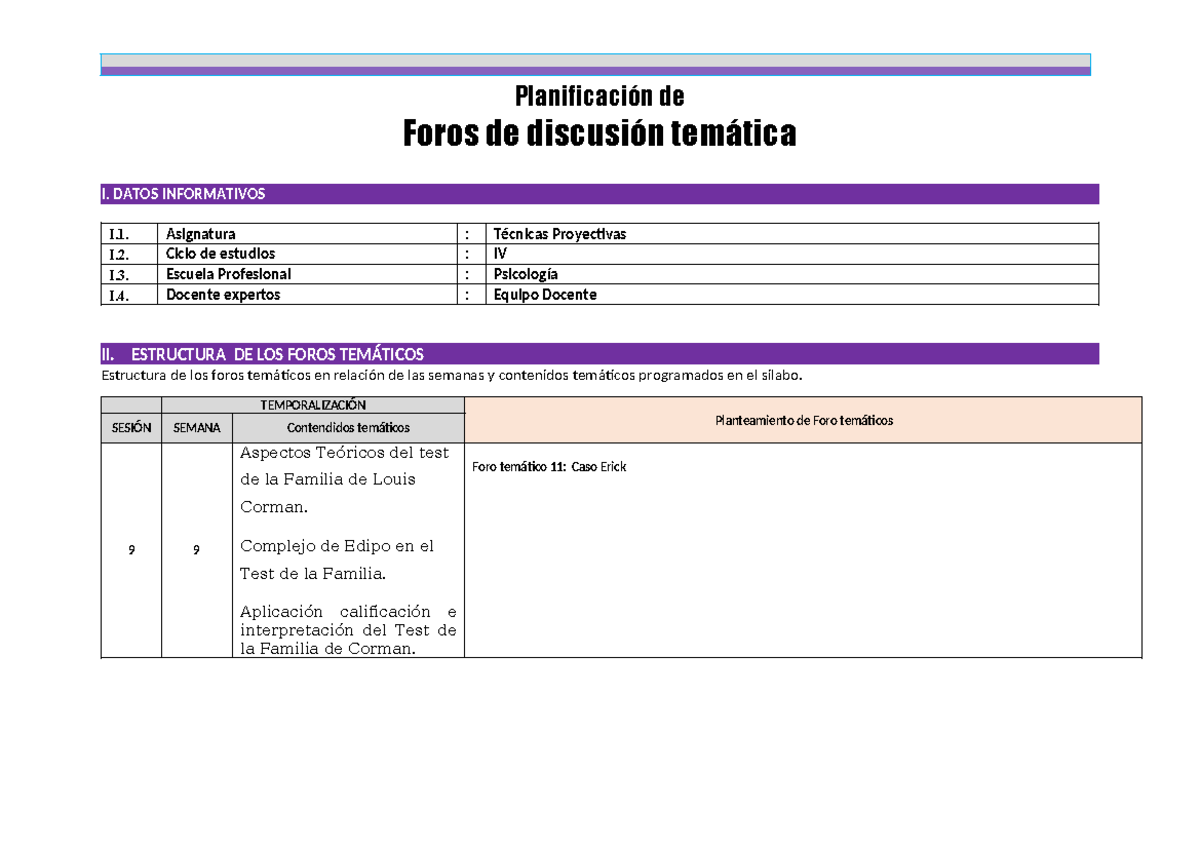 Foro Tematico 11 Caso - Clase - Planificación de Foros de discusión ...