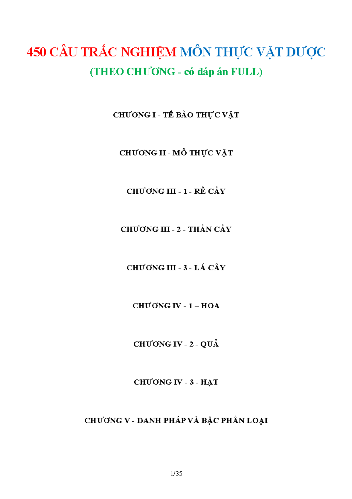 [123doc] - 450-cau-trac-nghiem-mon-thuc-vat-duoc-theo-tung-chuong-co-dap-an-full - 450 CÂU TRẮC ...