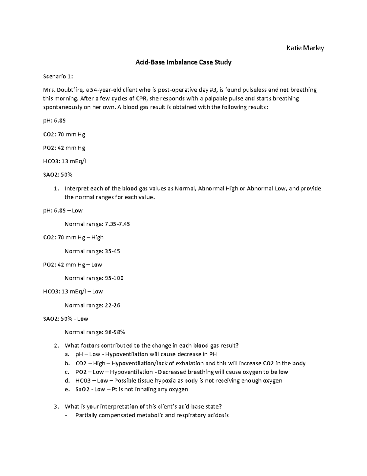 Acid-Base Case Study^N 1 - Katie Marley Acid-Base Imbalance Case Study ...