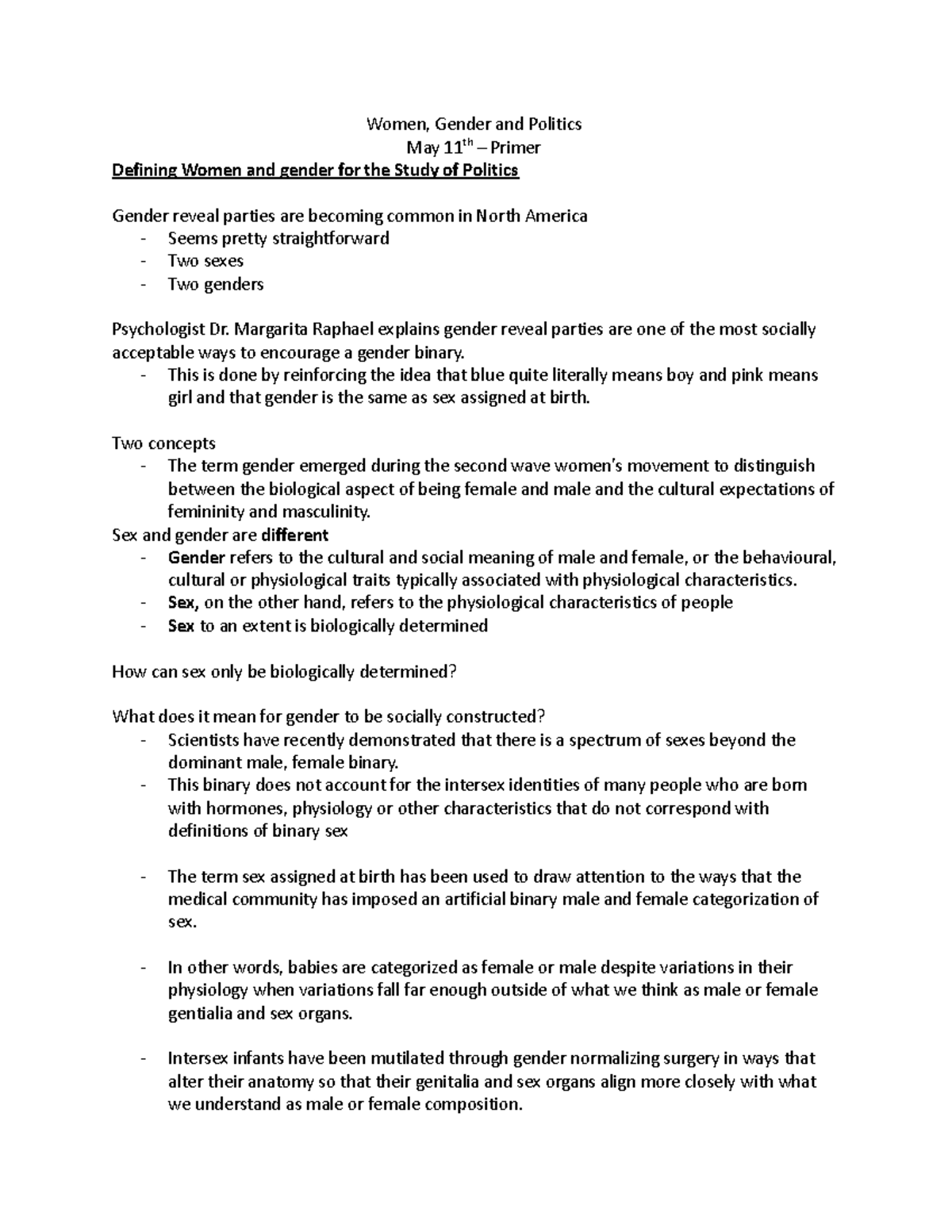 Primer - May 11th - n/a - Women, Gender and Politics May 11th – Primer ...