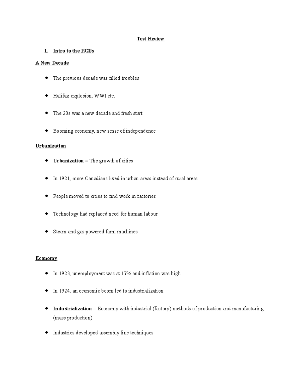 1920-1930' Quiz Review - Test Review Intro to the 1920s A New Decade ⚫ ...