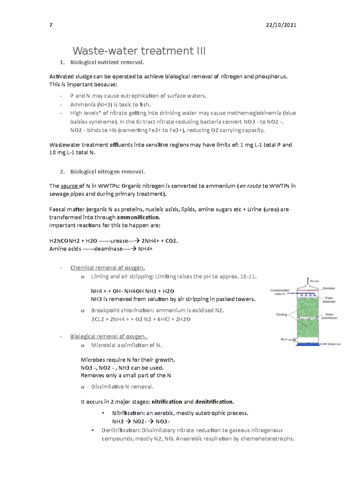 Waterwaste treatment (part 3) - Waste-water treatment III 1. Biological ...