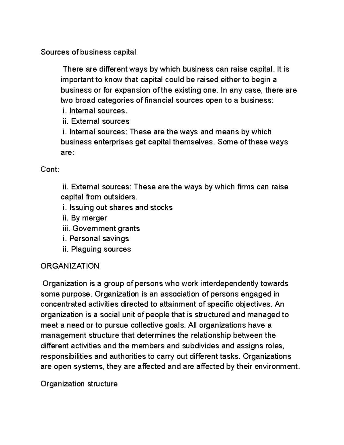 Buisness chapter 4 notes - Sources of business capital There are ...