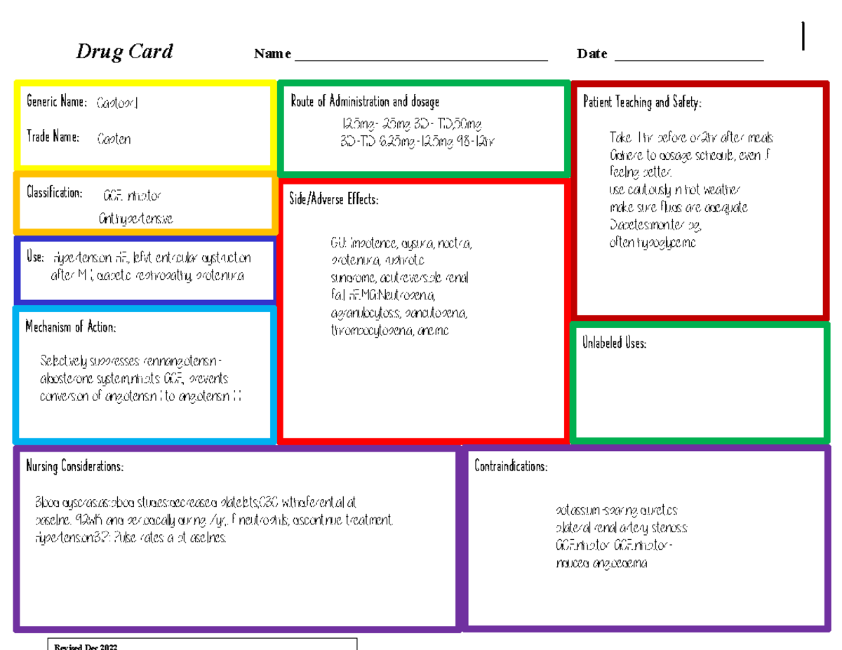 Drug Cards Week 9 - Drug Card Name ...