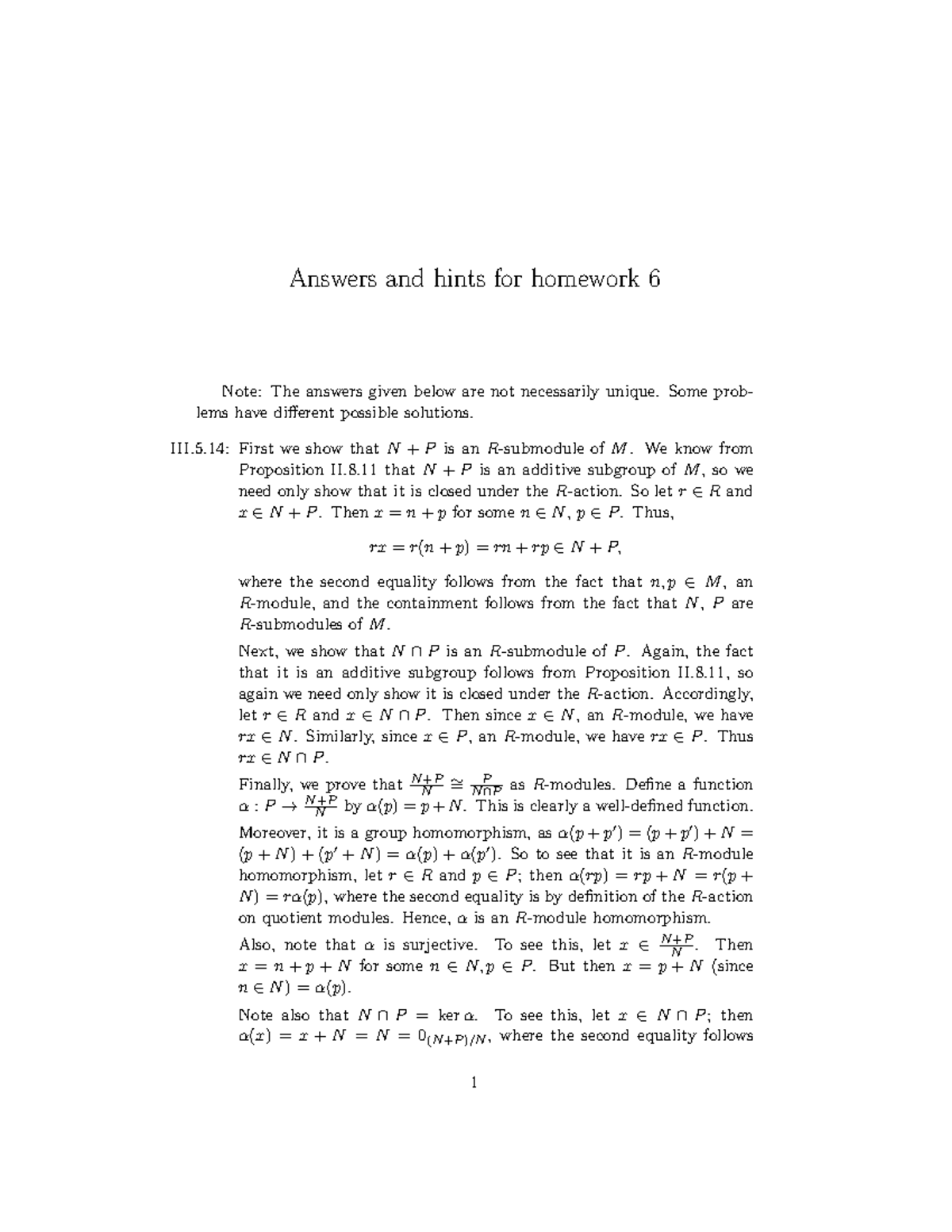 Seminar assignments - Homework 6 - Answers and hints for homework 6 ...