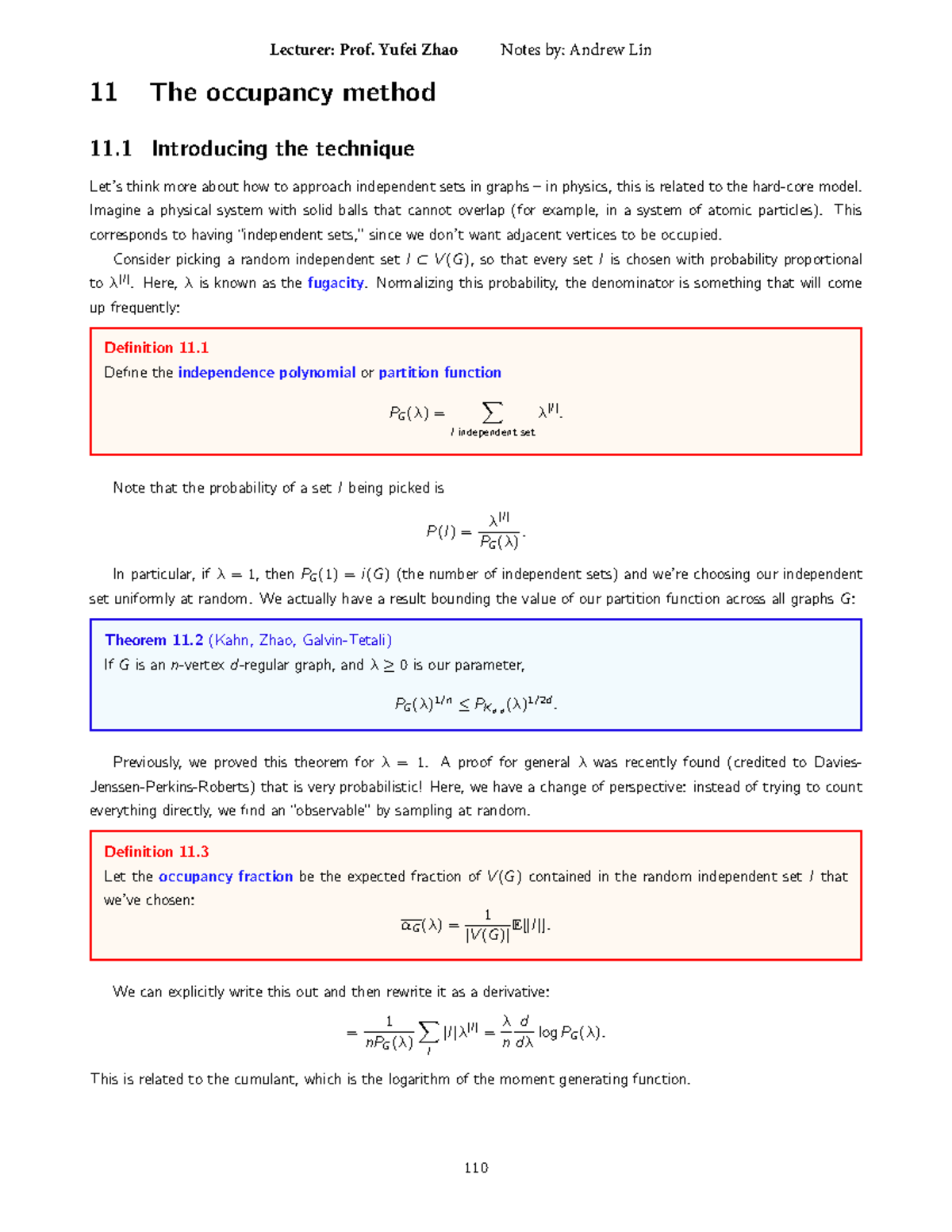 The Occupancy Method (PDF) - 11 The occupancy method 11 Introducing the ...