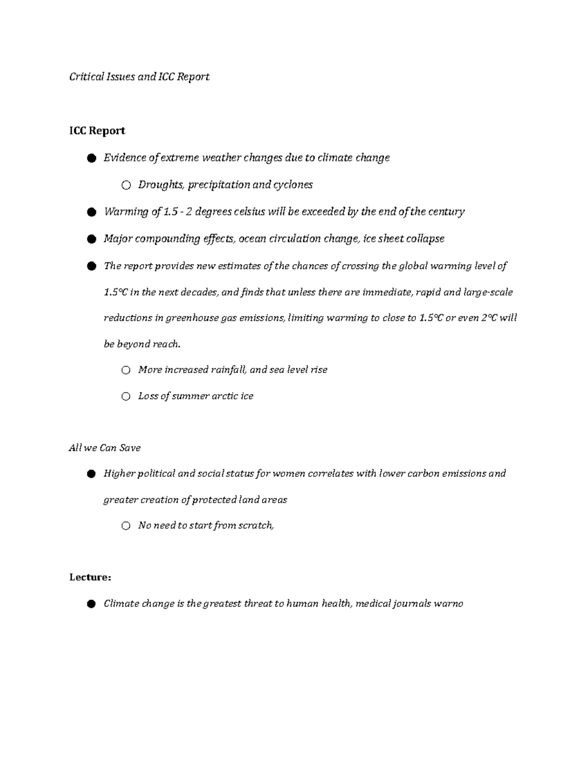 9 8 Critical Issues - Professor Amster and Professor Weiss - Critical Issues and ICC Report ICC ...