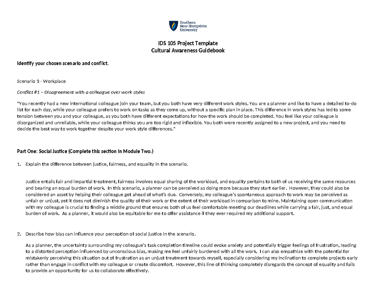 IDS 105 Module 7 - IDS 105 Project Template Cultural Awareness ...