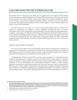 GAD Checklist for Infrastructure - GAD CHECKLIST FOR INFRASTRUCTURE ...