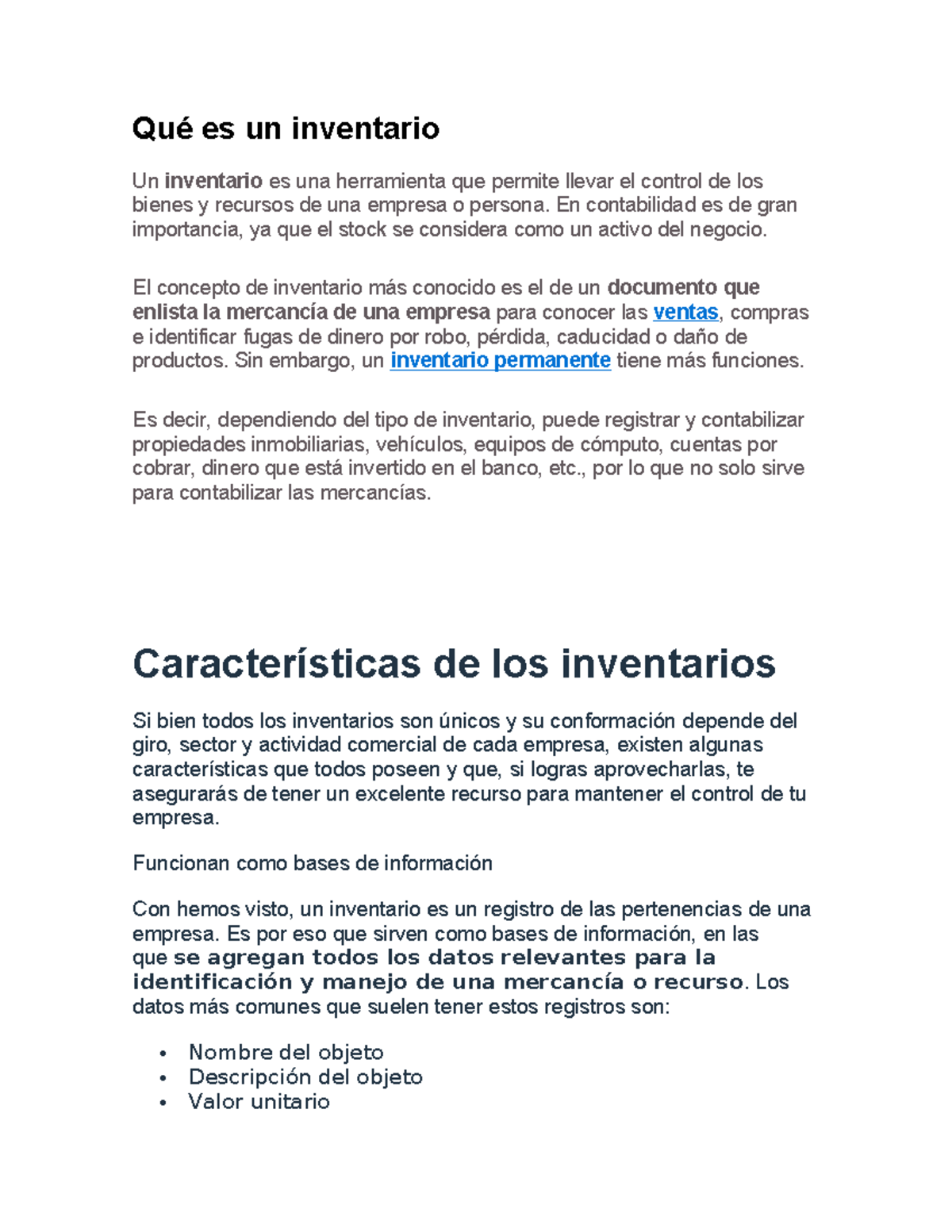 Inventario - facil de enteneder - Qué es un inventario Un inventario es ...