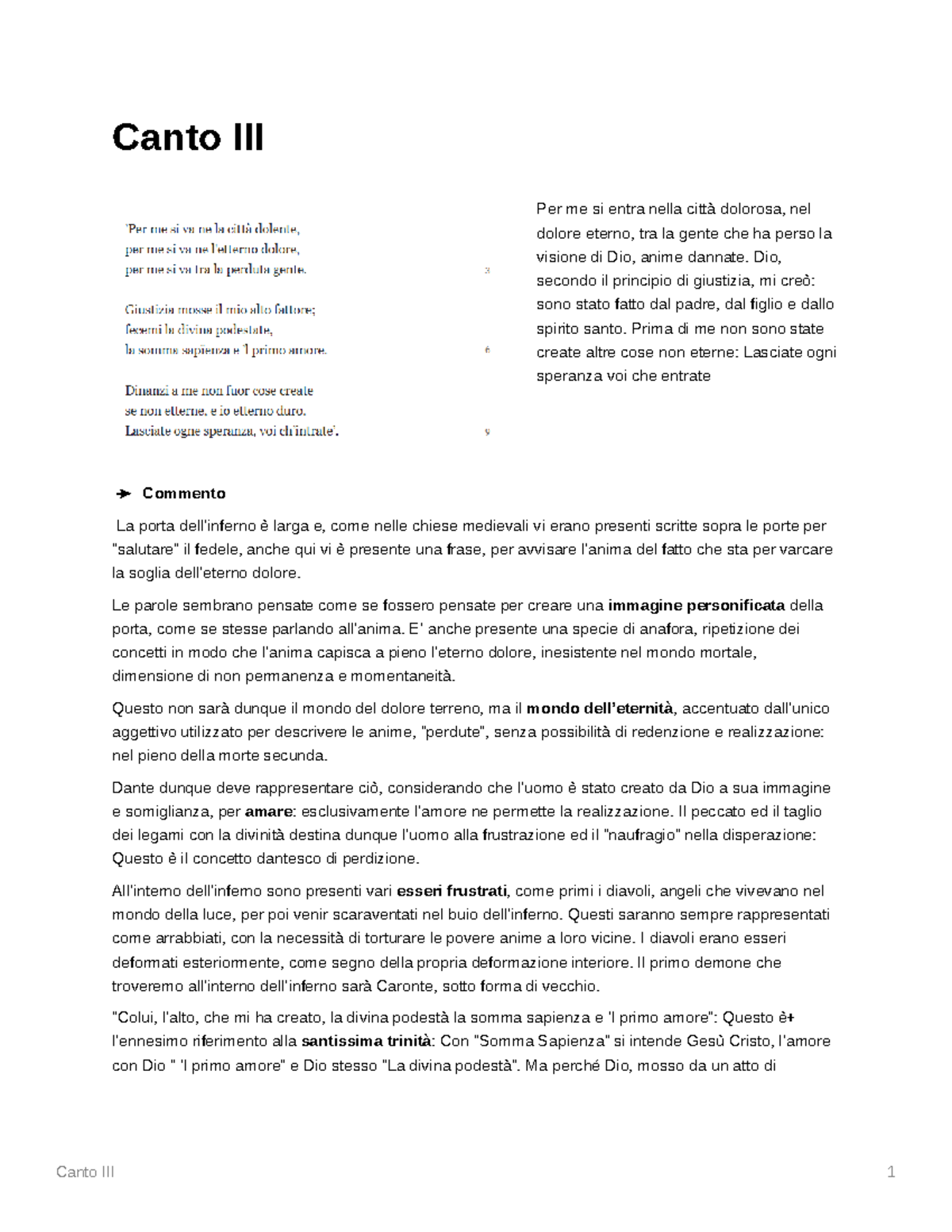 Canto III - Divina Commedia - Canto III Per me si entra nella città ...