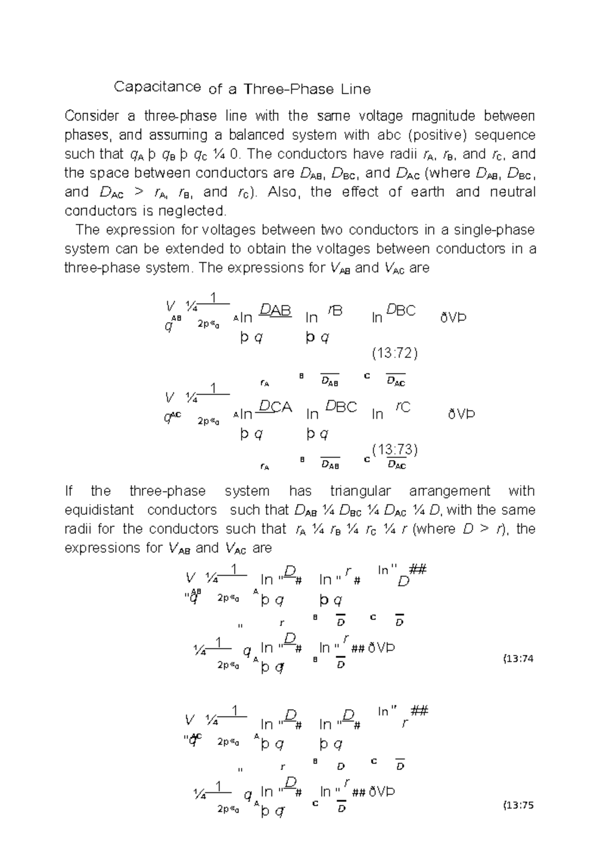 Capacitance of a Three - Capacitance of a Three-Phase Line Consider a ...