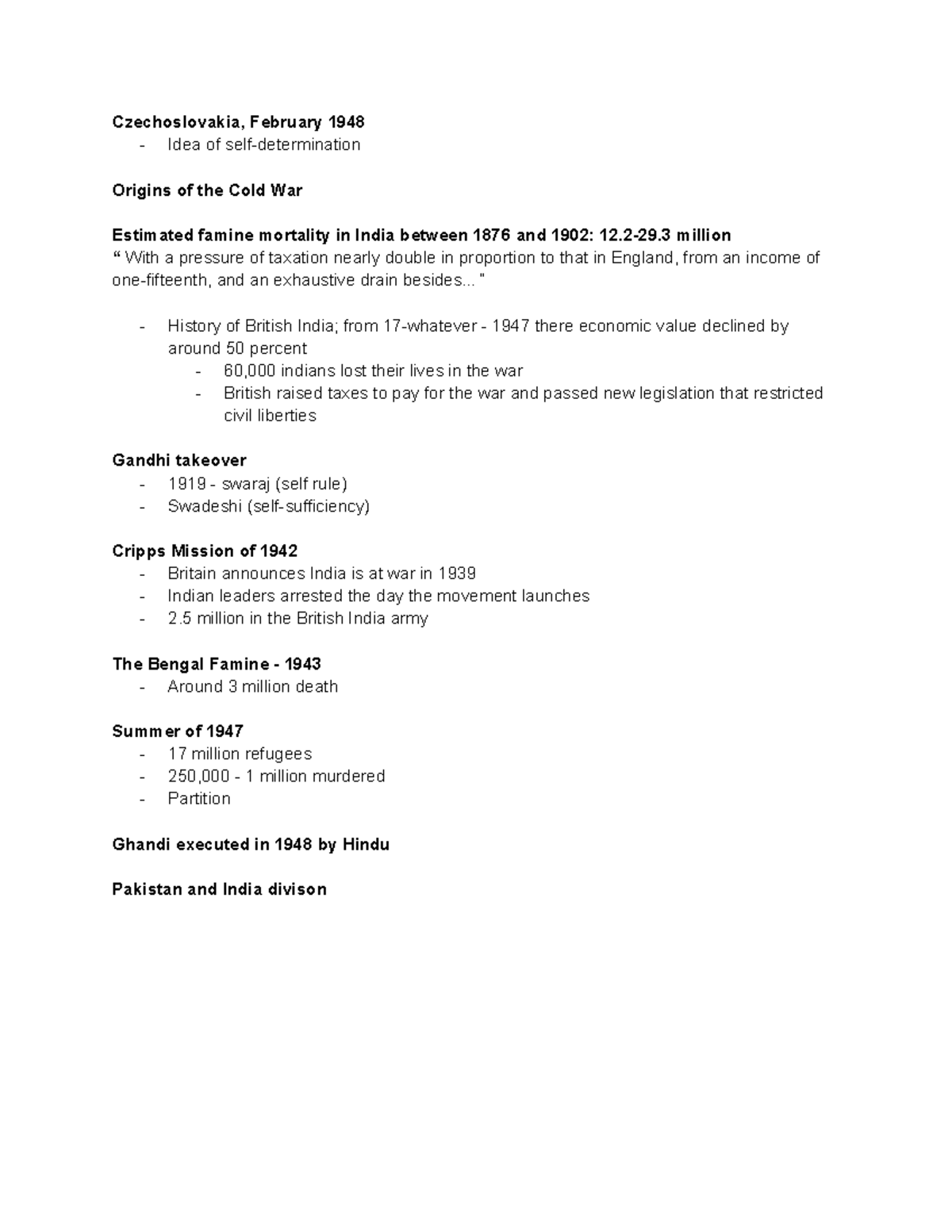 Lecture from 2/6/23 - Czechoslovakia, February 1948 - Idea of self ...