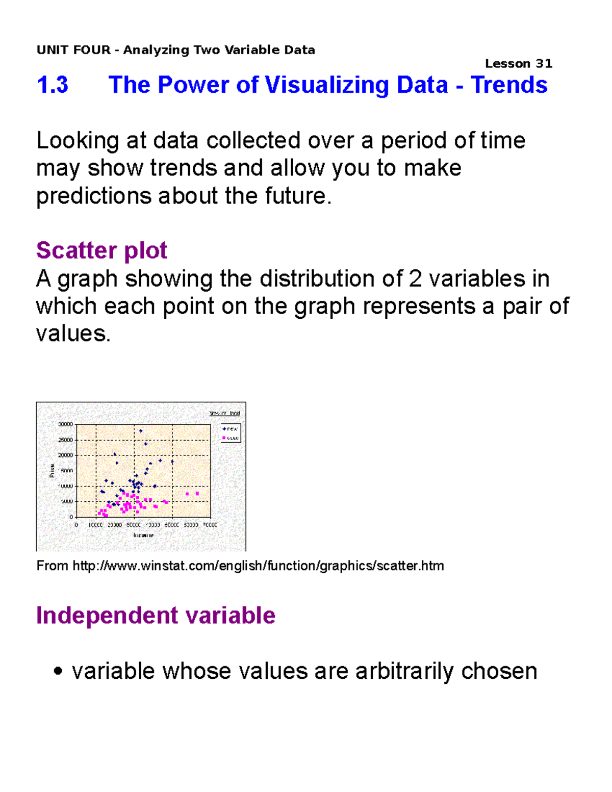 1.3 The Power of Visualizing Data - Trends - Lesson 31 1 The Power of ...