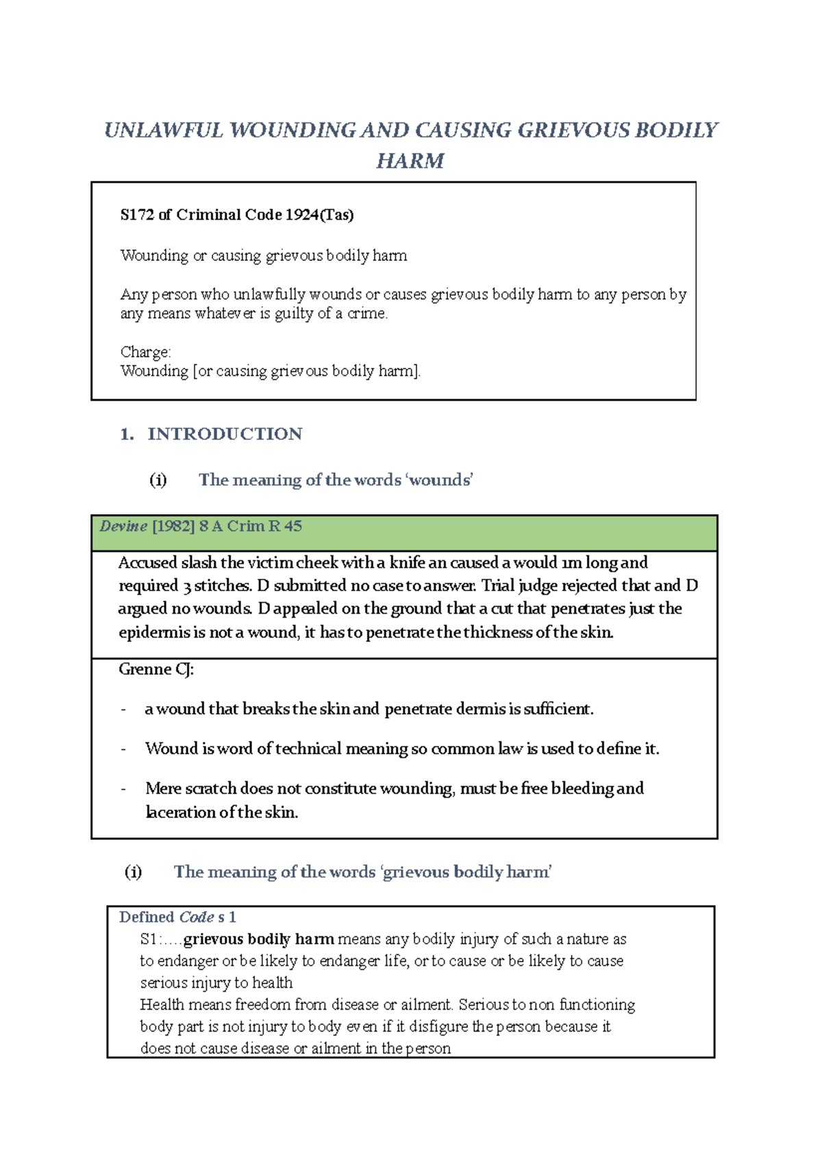 Unlawful Wounding AND Causing Grievous Bodily HARM - UNLAWFUL WOUNDING ...