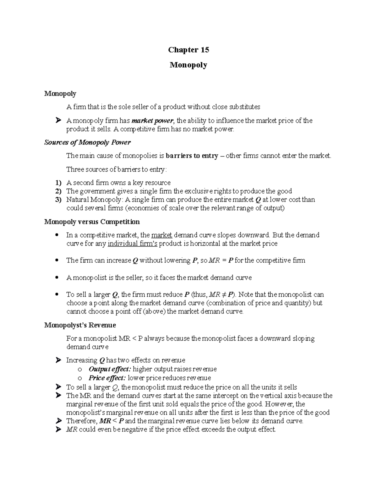 Chapter 15 Monopoly - Lecture notes 16 - Chapter 15 Monopoly Monopoly A ...