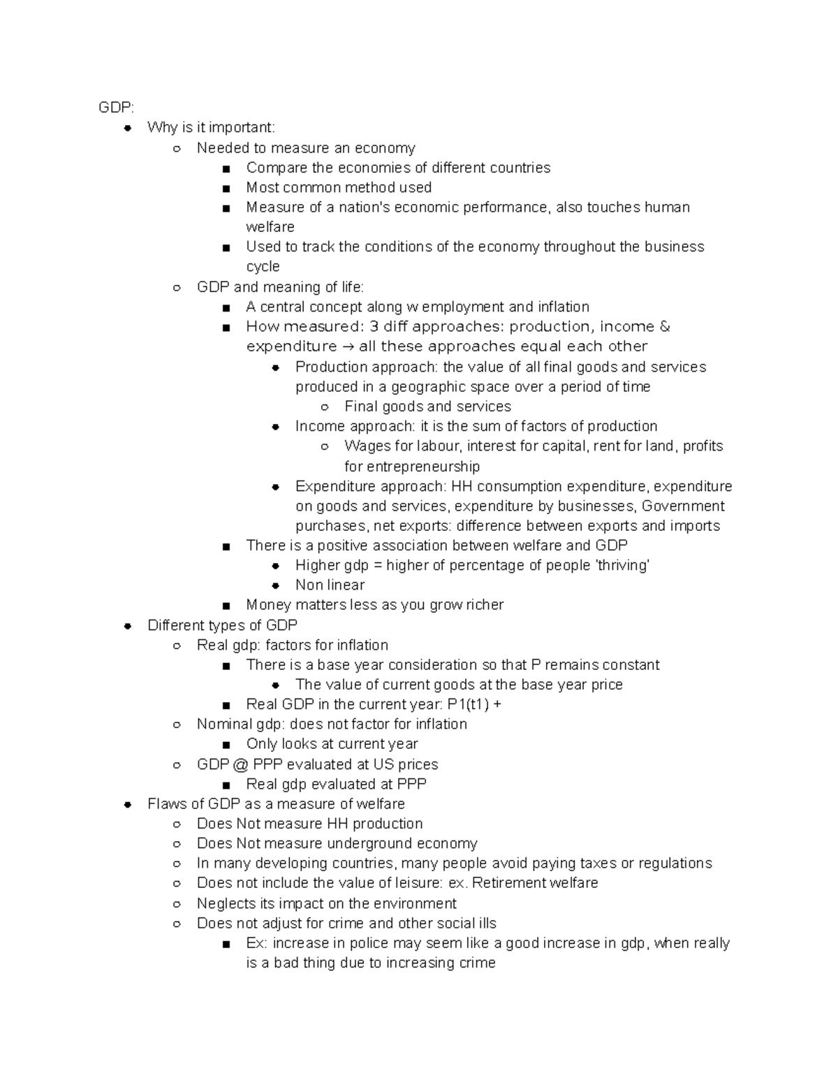 Lec 1 GDP - Lecture notes 1 - GDP: Why is it important: Needed to ...