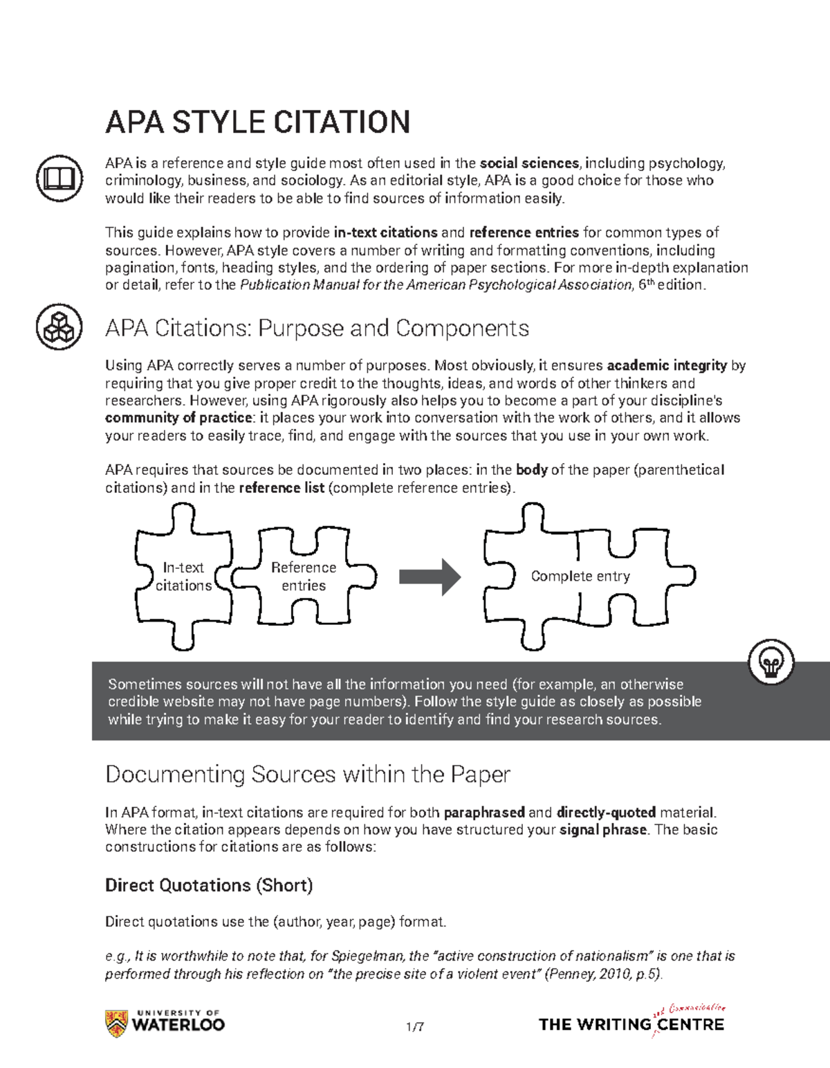 APA Citation Guide - Grade: 7 - APA STYLE CITATION APA is a reference ...