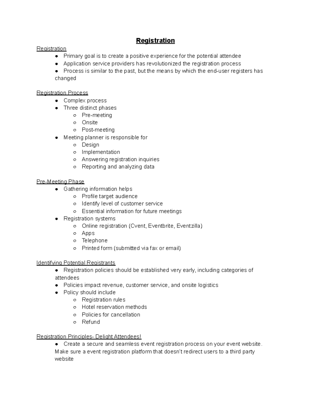 HOSP 7 - Notes on HOSP215's important concept, Registration ...