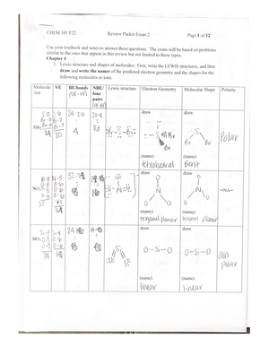 Exam 3 Chem Review Packet - CHEM 101 - Studocu
