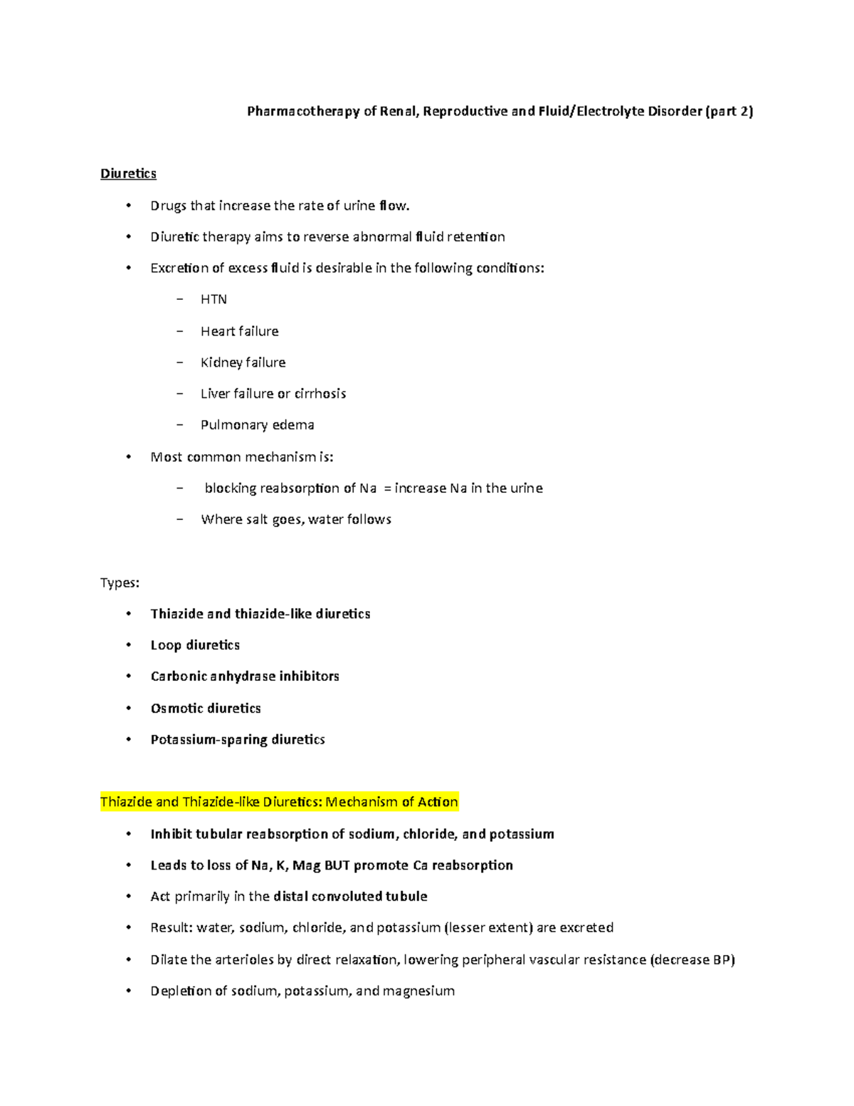 Week 4 part 2 Pharmacotherapy of Renal - Pharmacotherapy of Renal ...