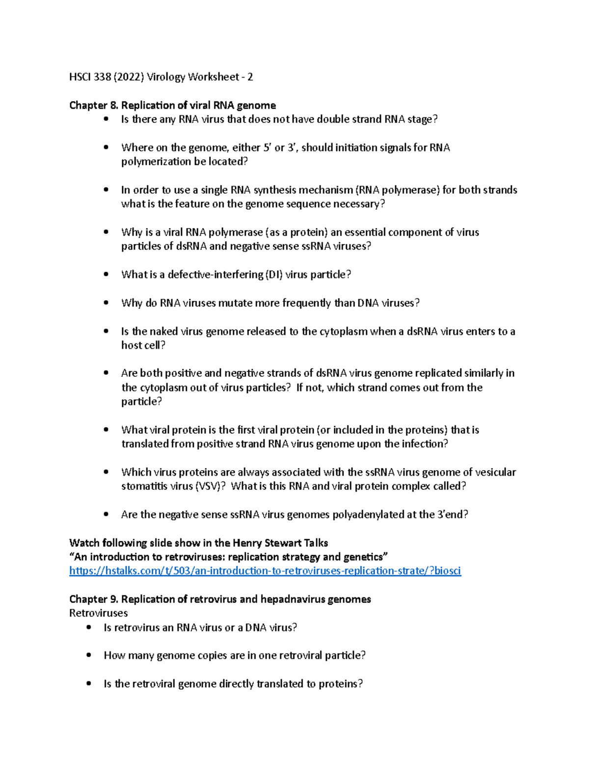 HSCI338-2022 Worksheet 2 - HSCI 338 (2022) Virology Worksheet - 2 ...