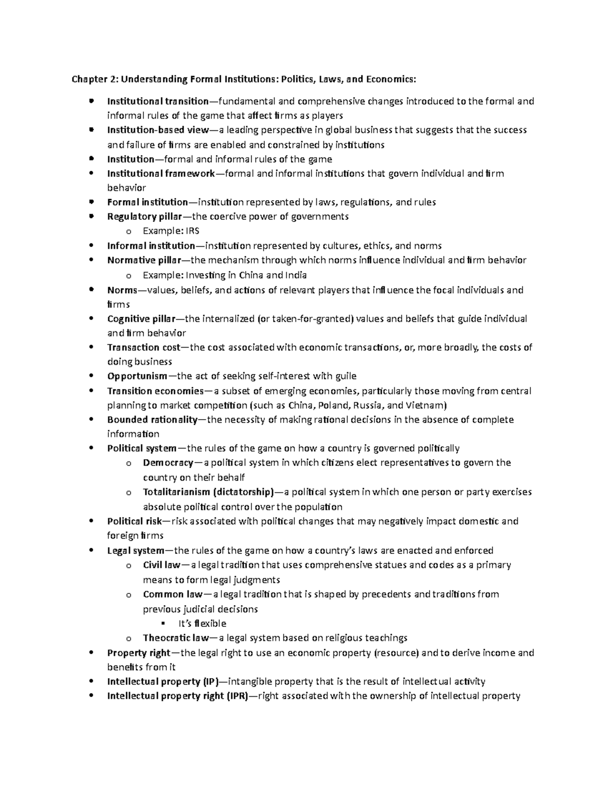 Chapter 2 - Understanding Formal Institutions - Politics, Laws, and ...