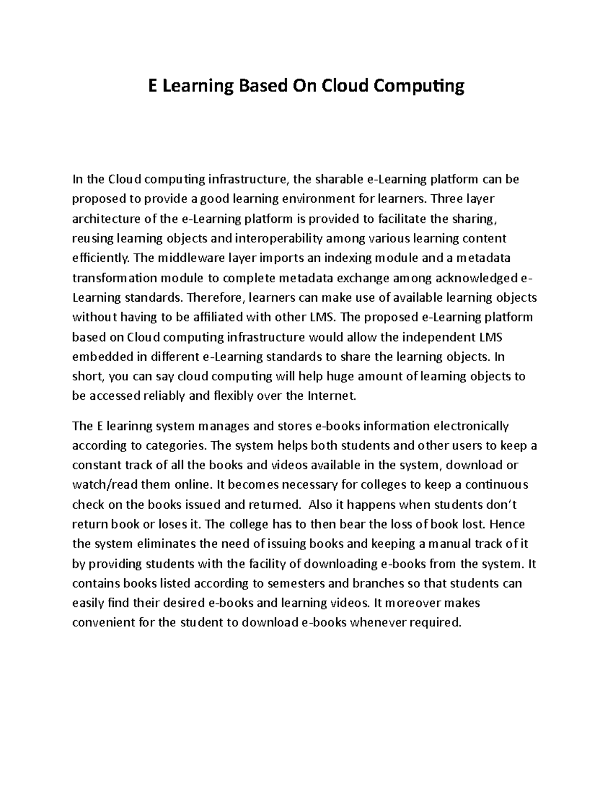 S109 - eret - E Learning Based On Cloud Computing In the Cloud computing infrastructure, the ...