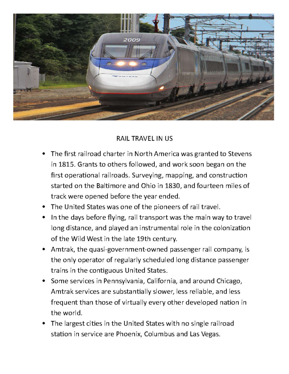 RAIL Travel IN US - RAIL TRAVEL IN US The first railroad charter in ...