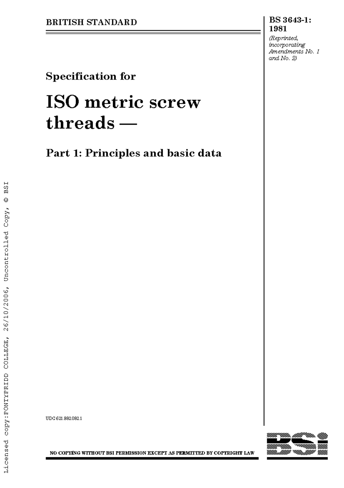 TEMA thread - spec - BRITISH STANDARD BS 3643-1: 1981 (Reprinted ...