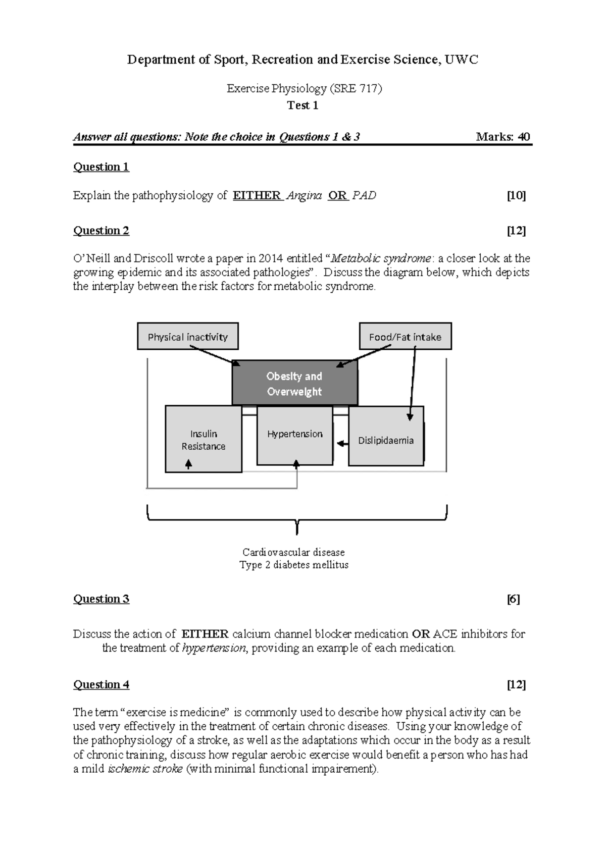 Test 1 example - Department of Sport, Recreation and Exercise Science ...