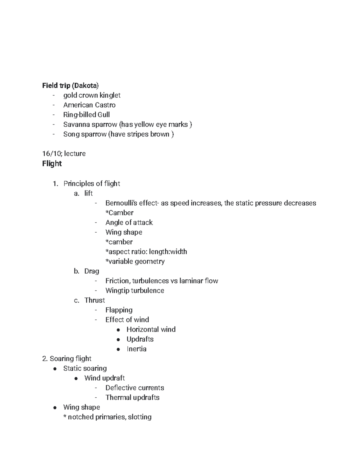 BIRD Behavior - ORNITHOLOGY CLASS NOTES AND FIELD TRIP NOTES. - Field ...