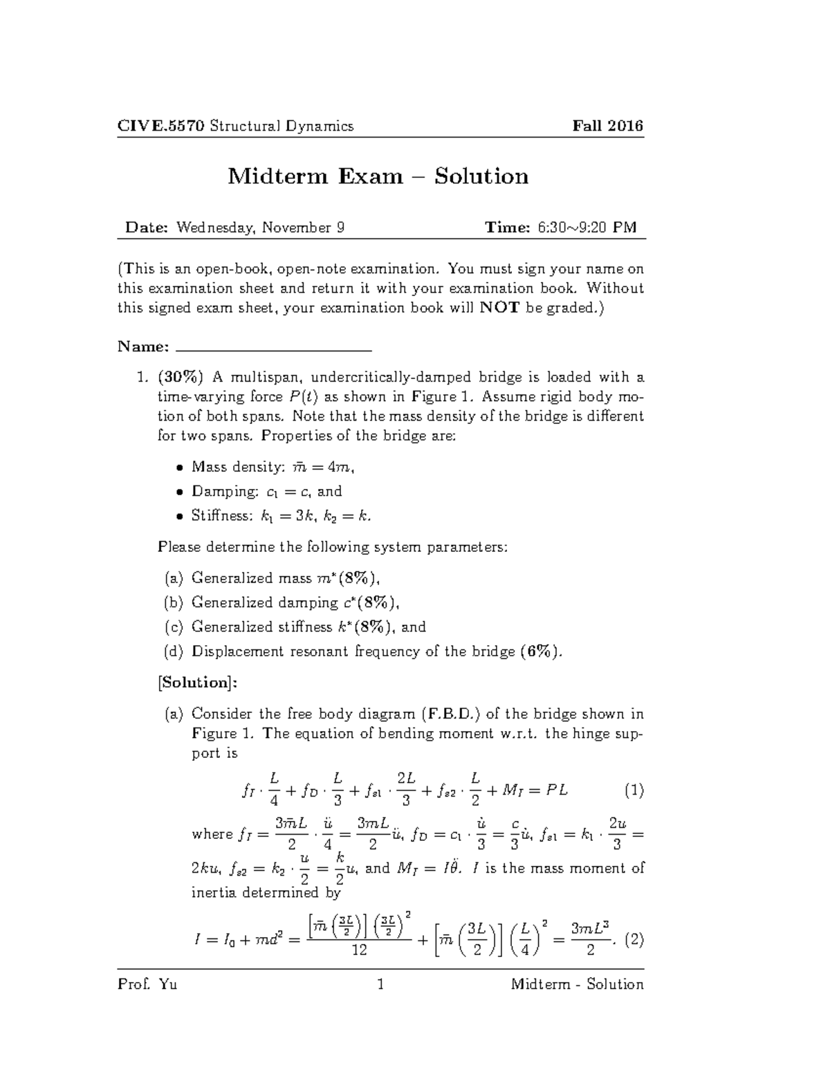 SD Midterm 4 Sol - sssss - Midterm Exam – Solution Date: Wednesday, November 9 Time: 6:30∼9:20 ...