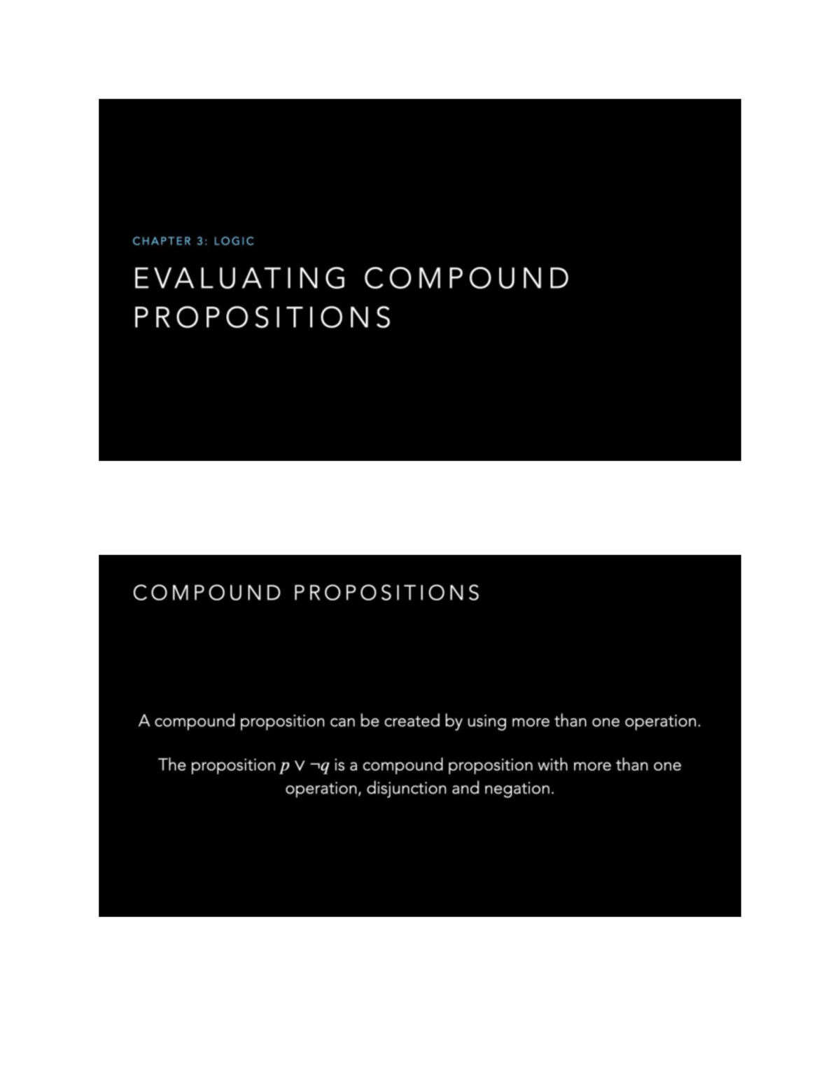 Evaluating Compound Propositions - MAD1100 - Studocu