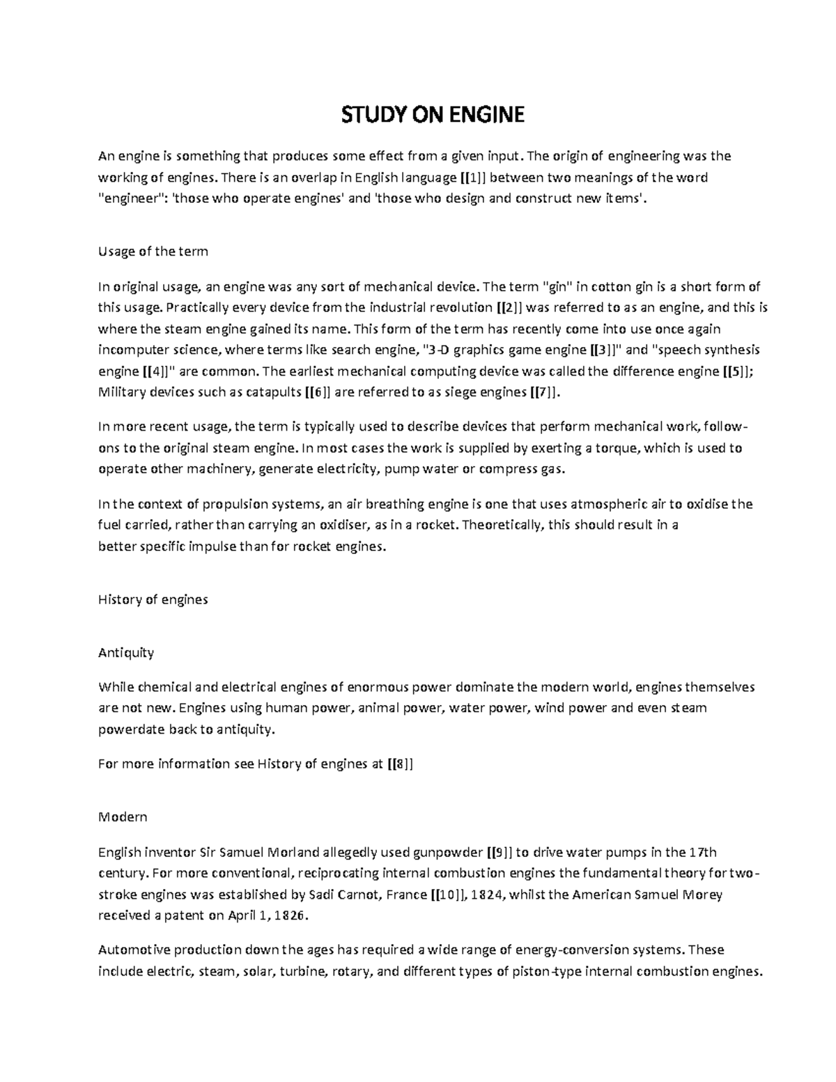 Study On Engine - STUDY ON ENGINE An engine is something that produces ...