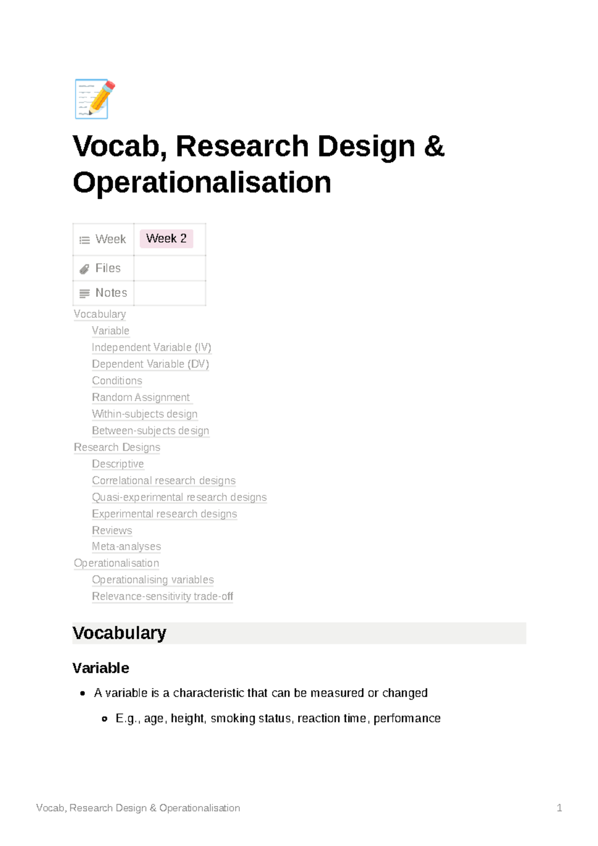 Vocab Research Design Operationalisation - Ë Vocab, Research Design ...