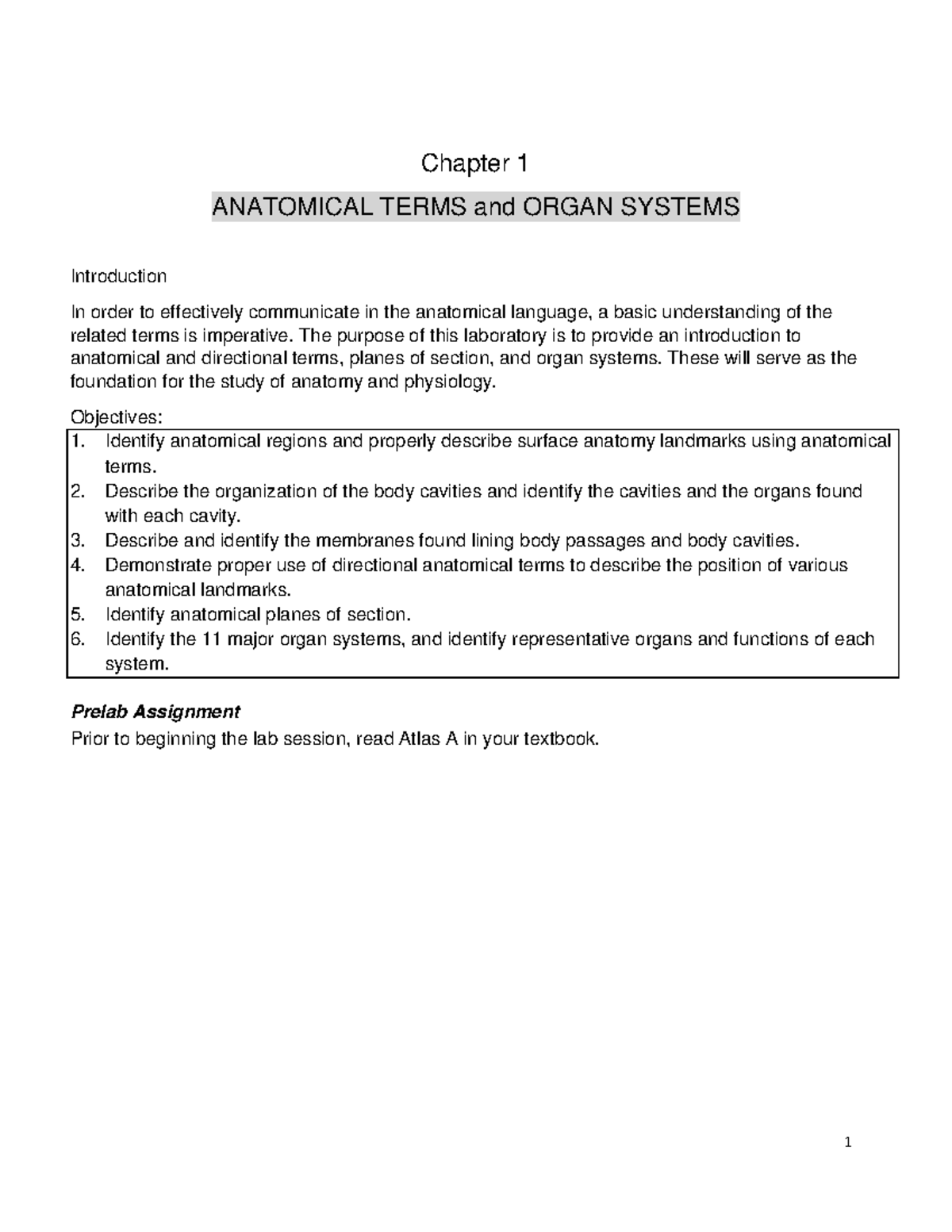 Ch+1 Anatomical+Terms+and+Organ+Systems - Chapter 1 ANATOMICAL TERMS ...