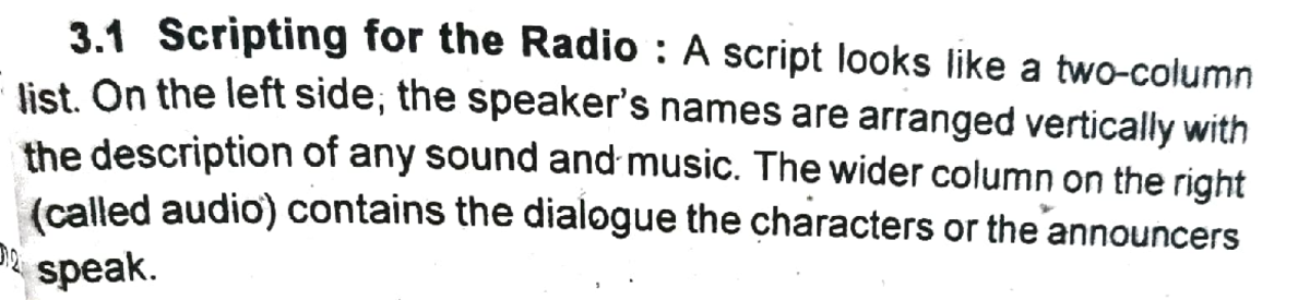 Scripting for radio - 3 Scripting for the Radio : A script looks like a ...