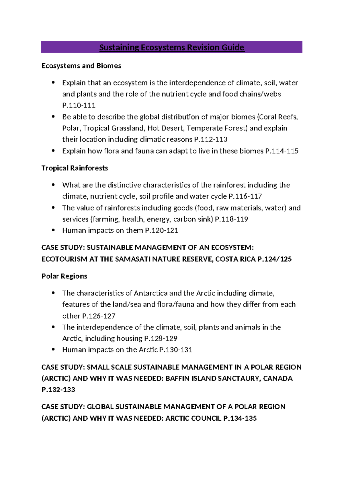 Sustaining Ecosystems Revision Guide - Sustaining Ecosystems Revision ...
