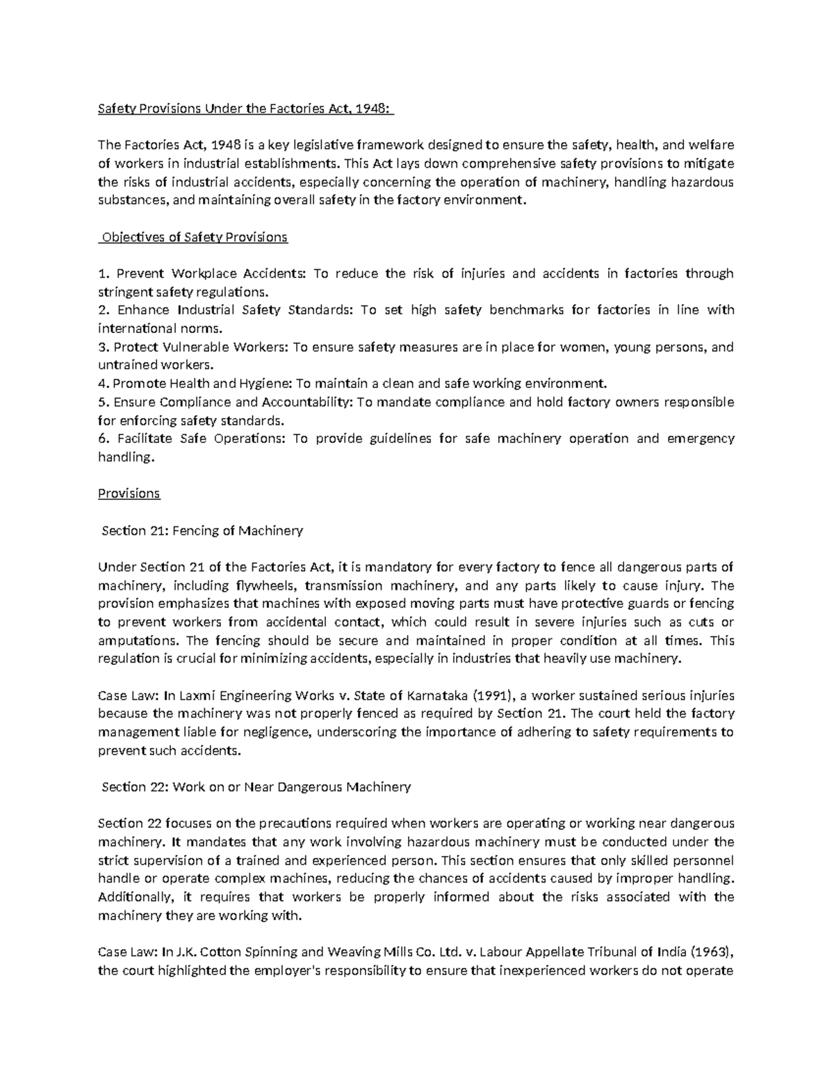 2. Safety - Lecture - Safety Provisions Under the Factories Act, 1948: The Factories Act, 1948 ...