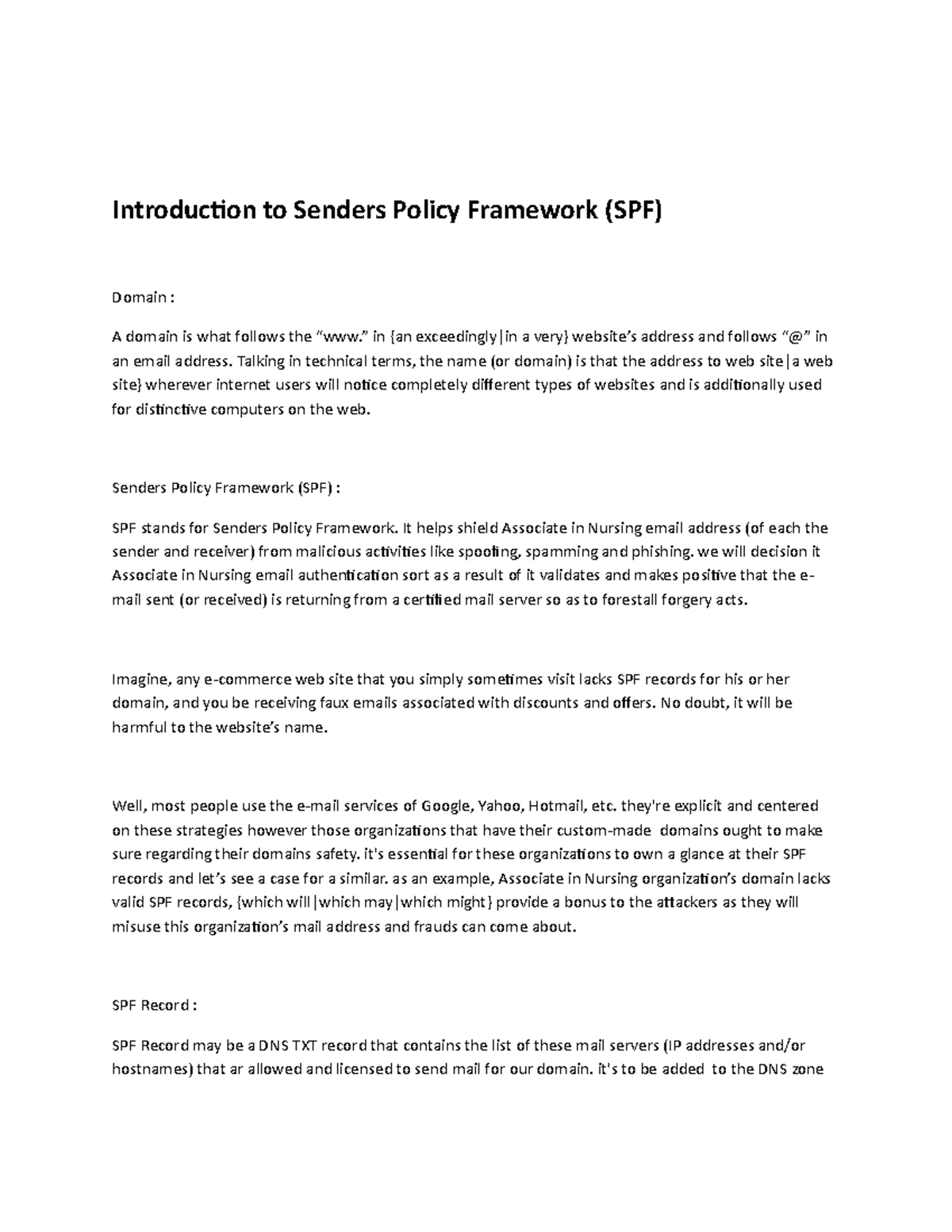 Introduction to Senders Policy Framework (SPF) - ” in {an exceedingly ...