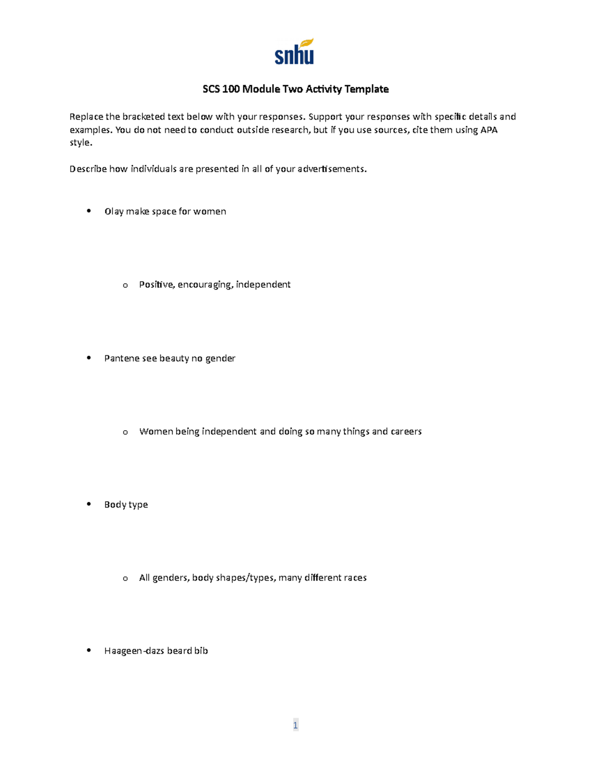 SCS 100 Module Two Activity Template - SCS 100 Module Two Activity ...