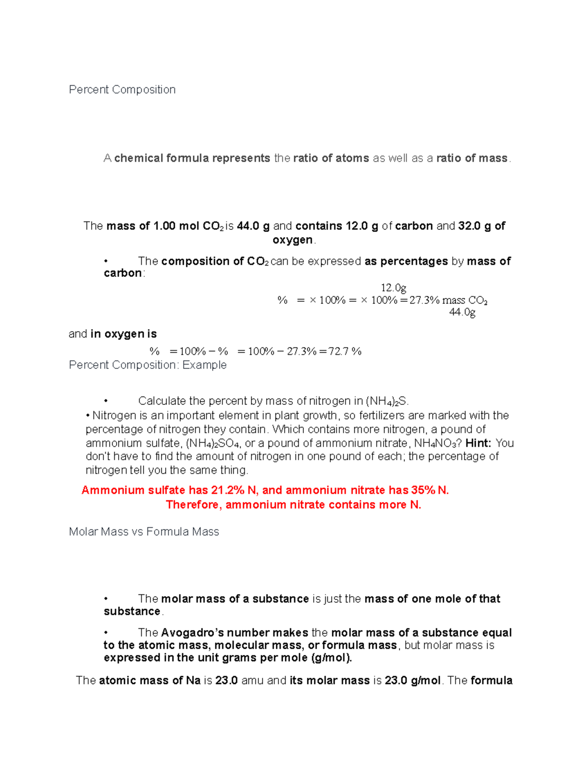 1001 chapter 5 - Lecture notes for chemistry 1001 fall 2022 - Percent ...