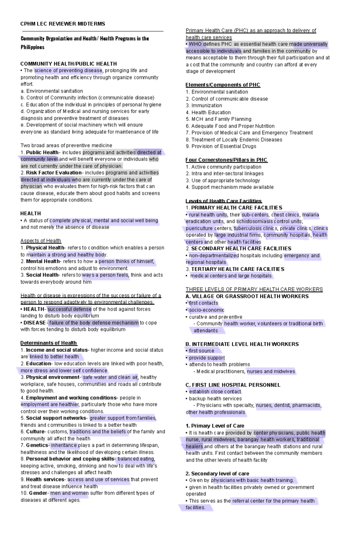 CPH M LEC Reviewer Midterms - CPHM LEC REVIEWER MIDTERMS Community ...