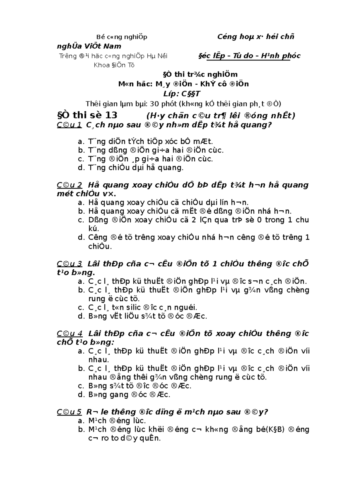 [123doc] - de-thi-trac-nghiem-mon-hoc-may-dien-khi-cu-dien-de-so-13 - Bé c«ng nghiÖp Céng hoμ x ...