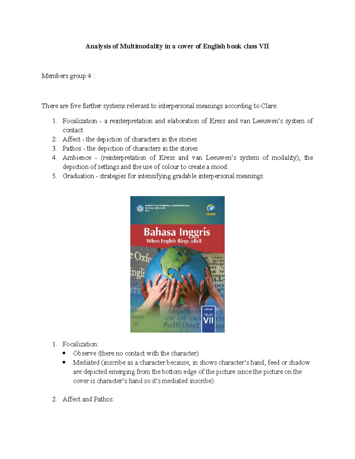 Task 3 MDA in ELT Textbook G4 - Analysis of Multimodality in a cover of ...