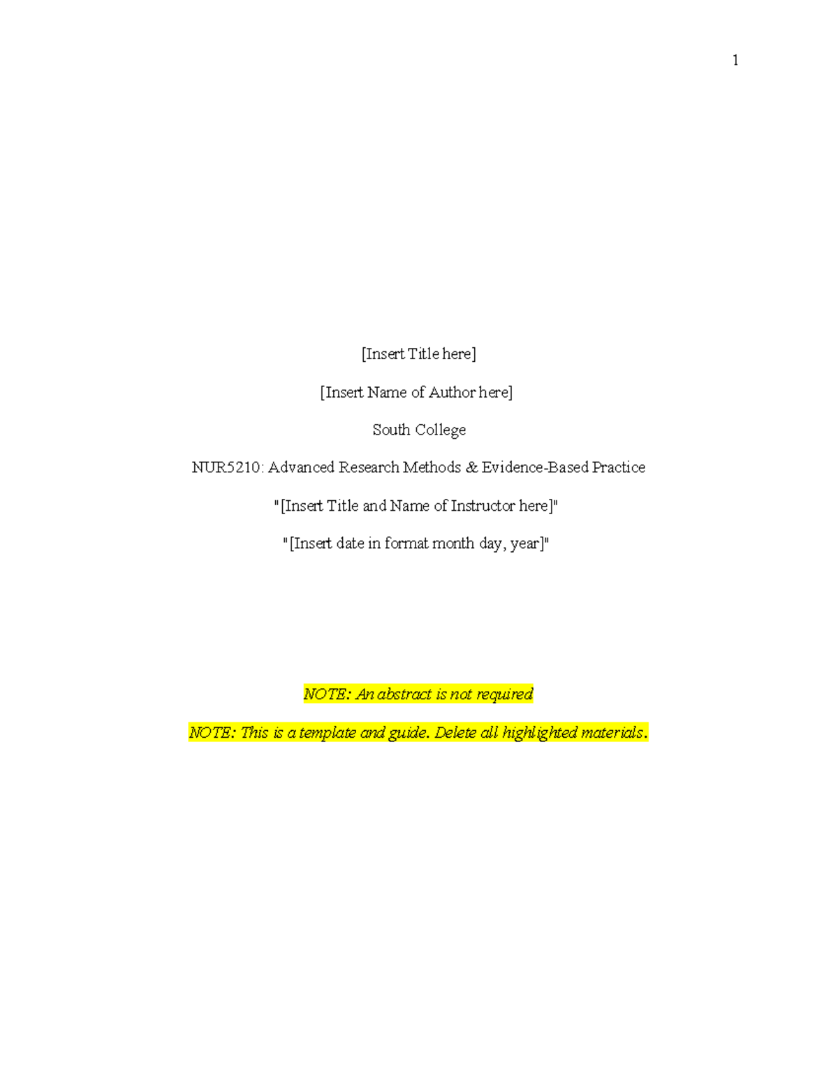 W6 APA Template for Synthesis Project Part II - [Insert Title here ...