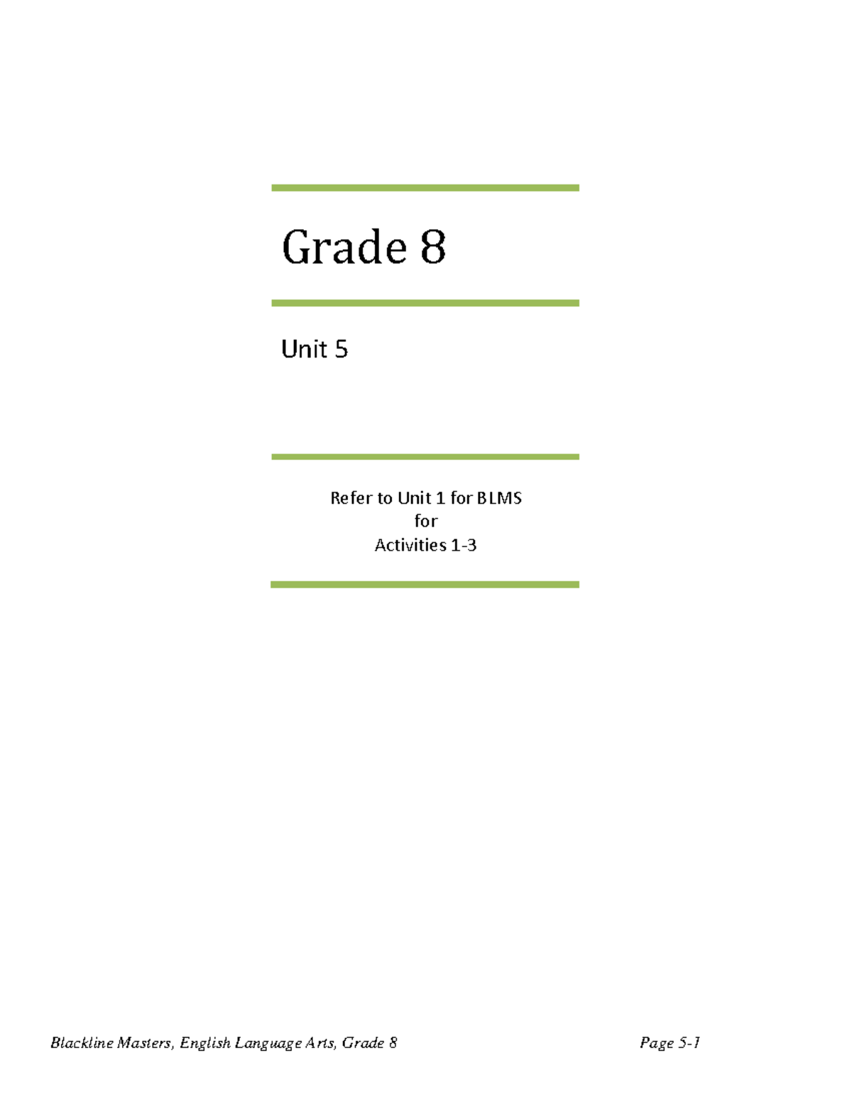 ELA GR8 U5 BLM Final - English Study Notes - Grade 8 Unit 5 Refer to ...