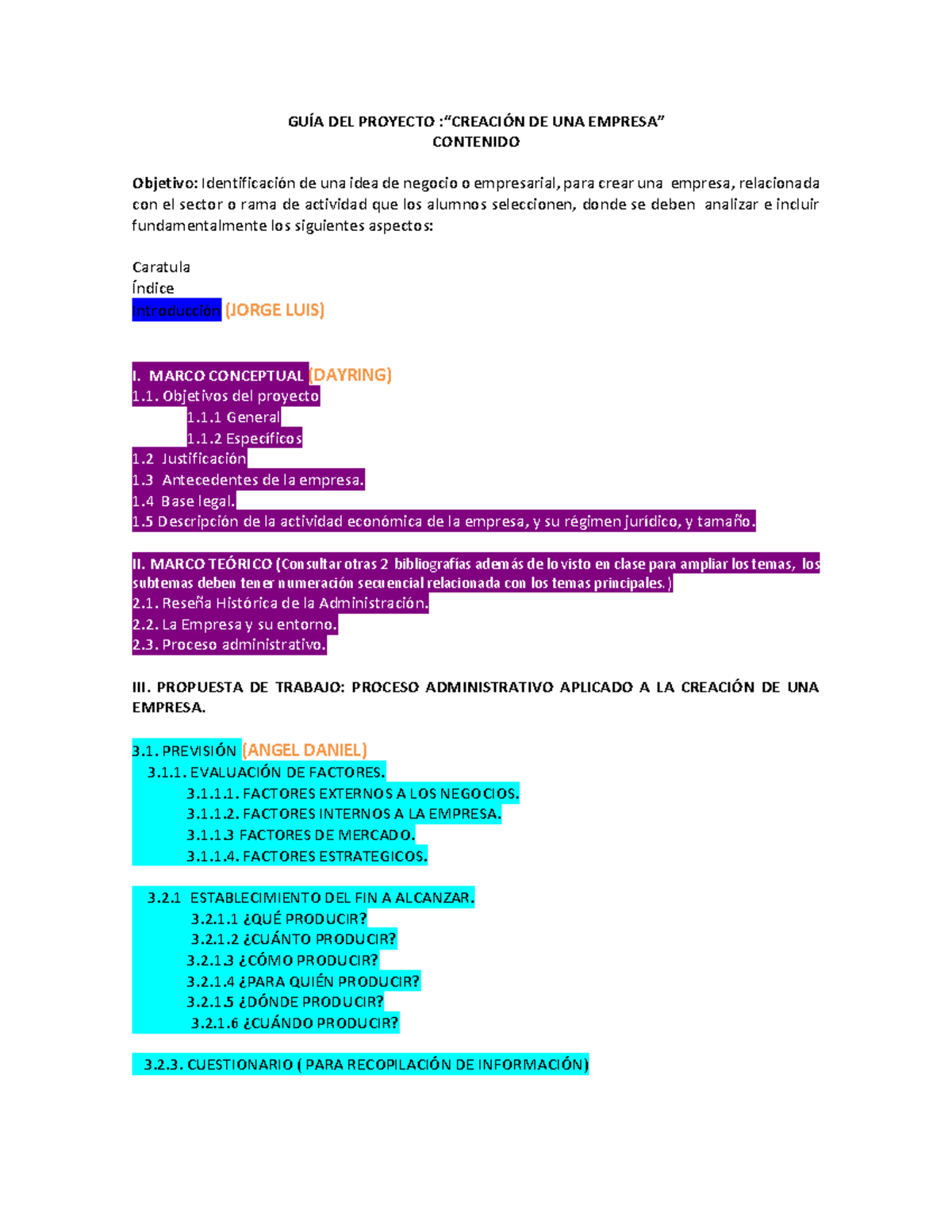 Admin DE Negocios - GUÍA DEL Proyecto Final Empresa - GUÕA DEL PROYECTO