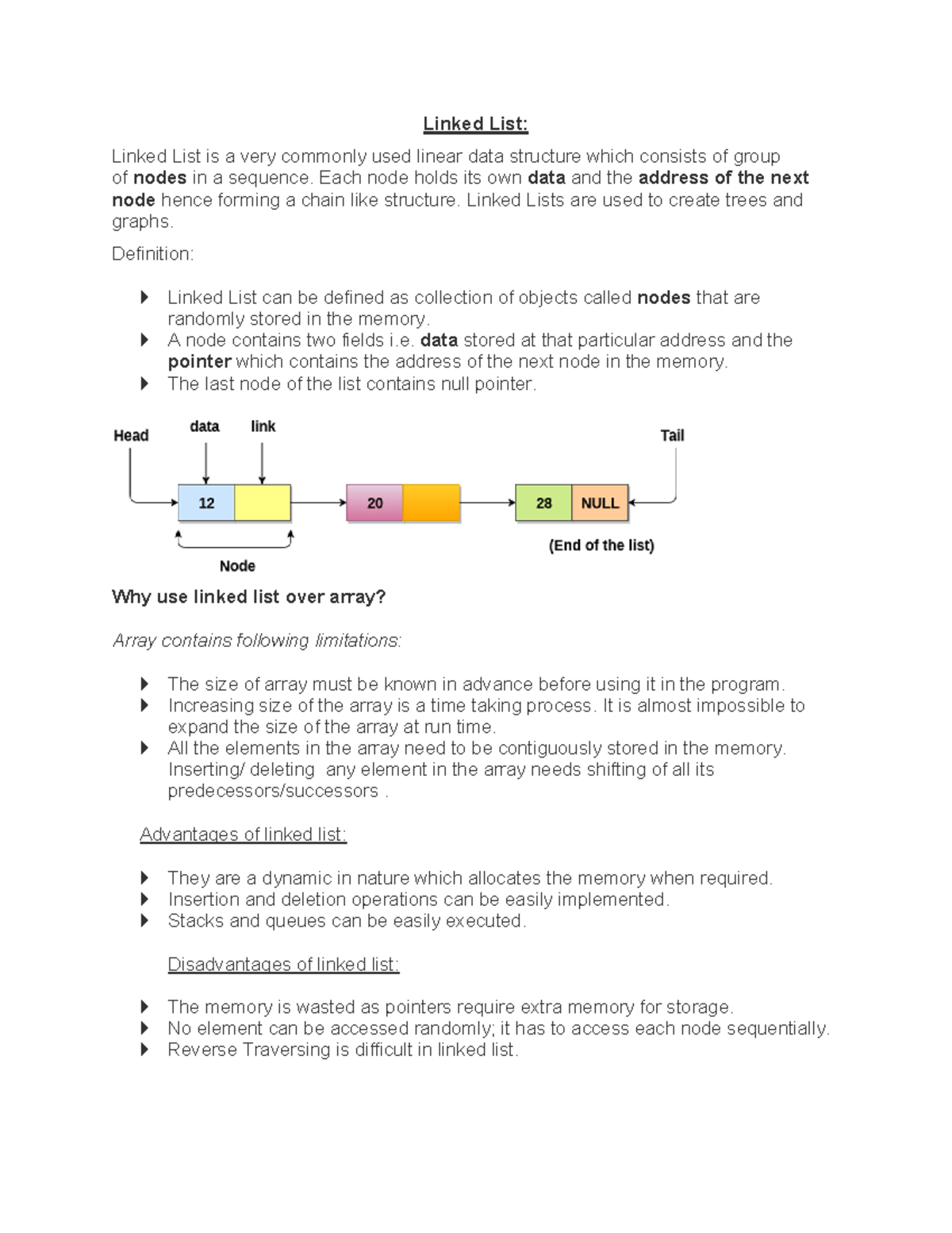 Linked List notes 1 - sheeja - Linked List: Linked List is a very ...